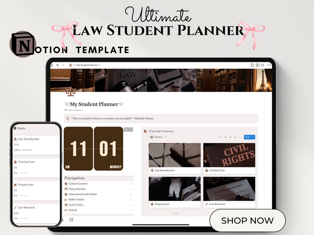 Notion Template Student Productive Planner Academic Law Study Template ...