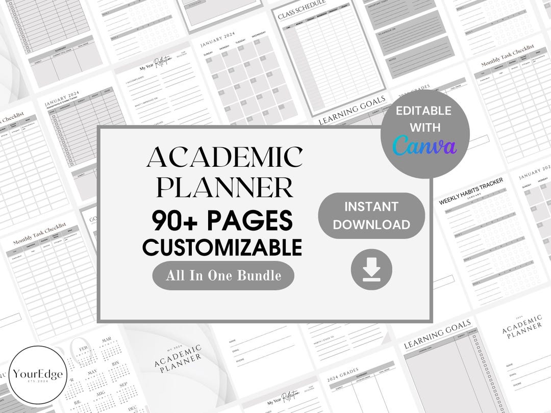 Student Canva Study Planner, All-in-one Academic Planner, Minimal ...