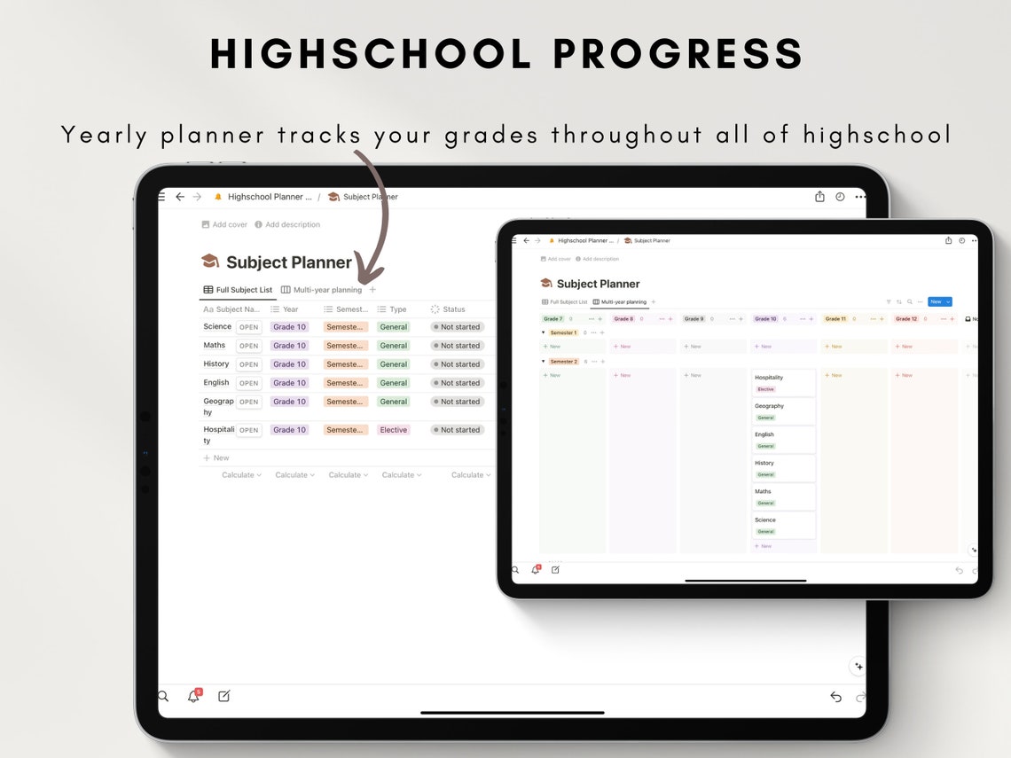 Notion Template Highschool Student School Planner Notion Productivity ...