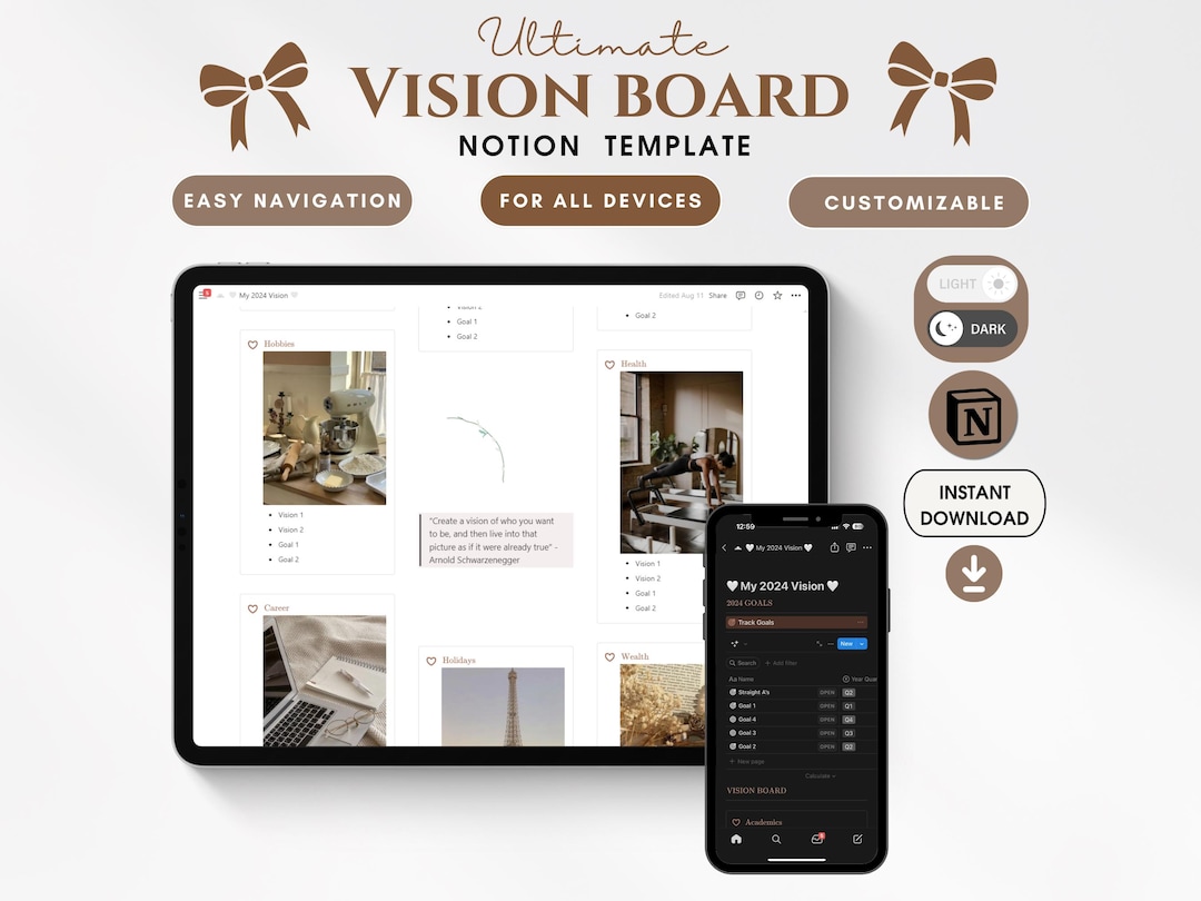 2025 Digital Vision Board Notion Template, Manifestation Journal ...