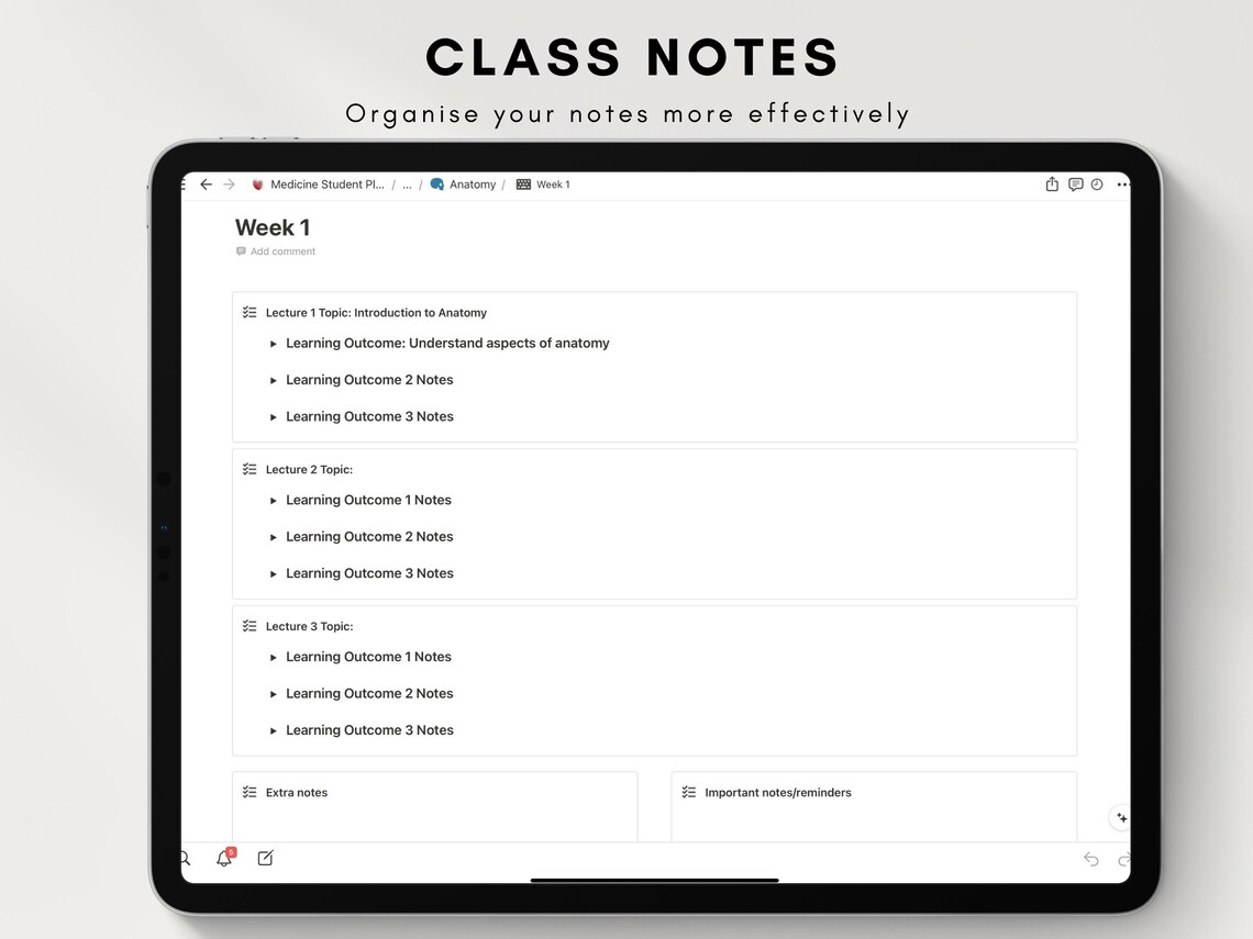 Notion Template Medicine Student Planner Academic Productivity Template ...