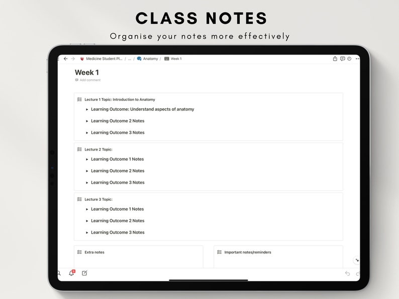 Notion Template Medicine Student Planner Academic Productivity Template ...