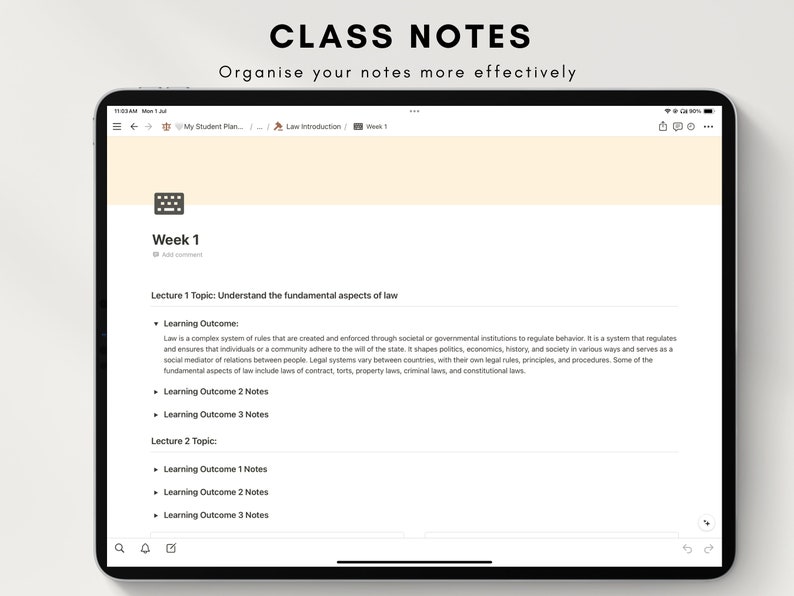 Notion Template Student Productive Planner Academic Law Study Template ...