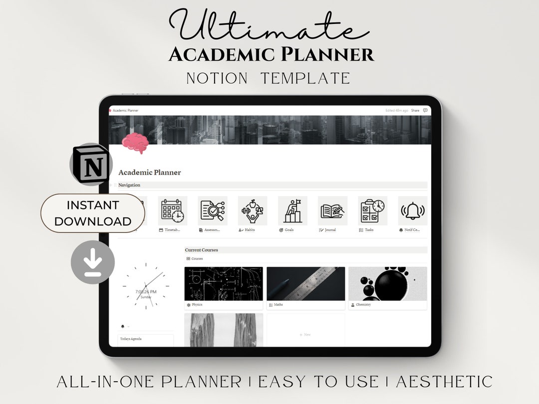 Notion Academic Student Planner, Ultimate Student Life Planner, Minimal ...