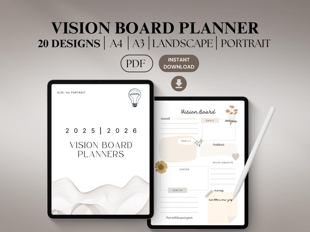 2025 Vision Board Digital, Mindfulness Digital Printable, Goodnotes ...