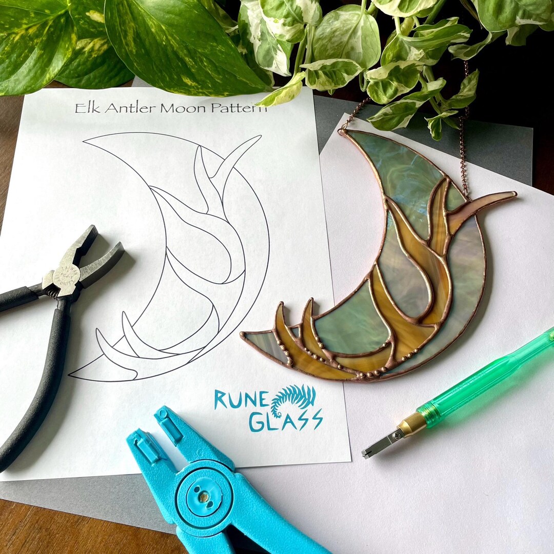 Antler Moon Pattern for Stained Glass (hobby and Commercial) - Etsy
