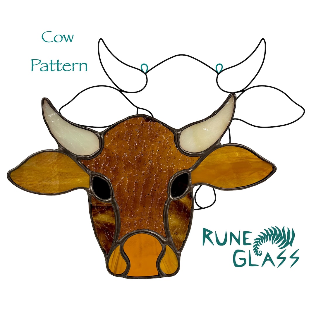 Cow Head Pattern for Stained Glass - With Bonus Cowboy Boot Pattern ...