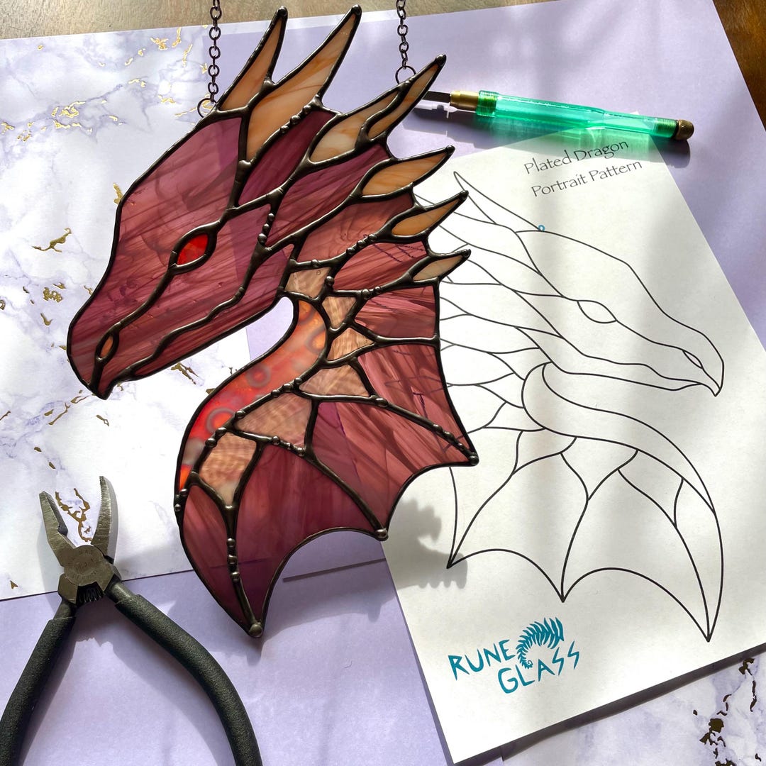 Plated Dragon Fantasy Pattern for Stained Glass (hobby and Commercial ...