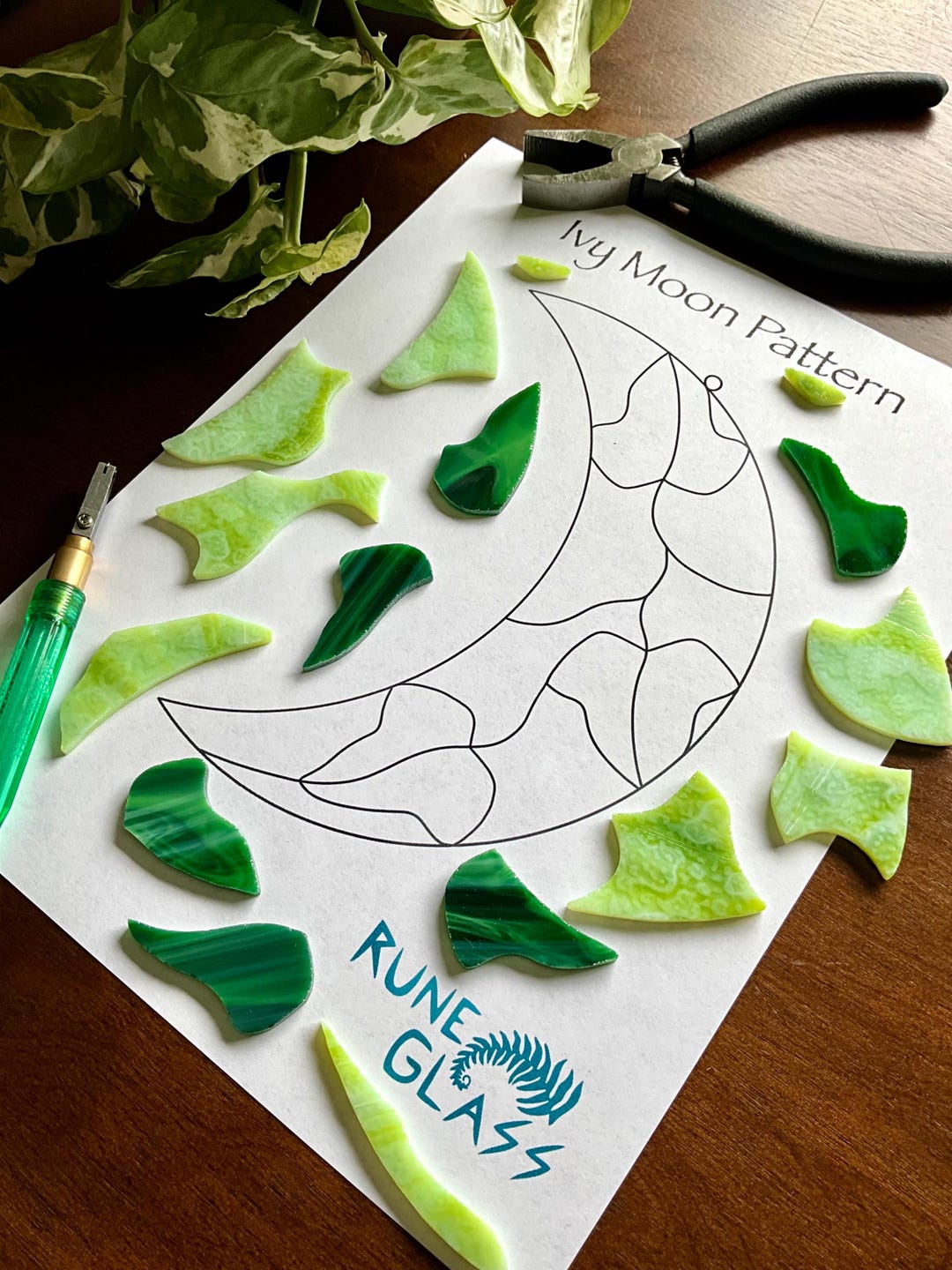 Ivy Moon Pattern for Stained Glass (hobby and Commercial) - Etsy