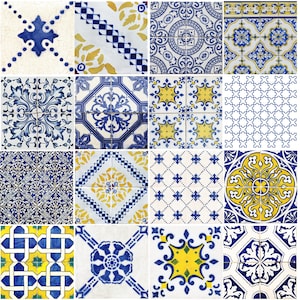Mediterranean Mosaic Tiles, Vintage Patterned Tiles, Decorative Mixed ...