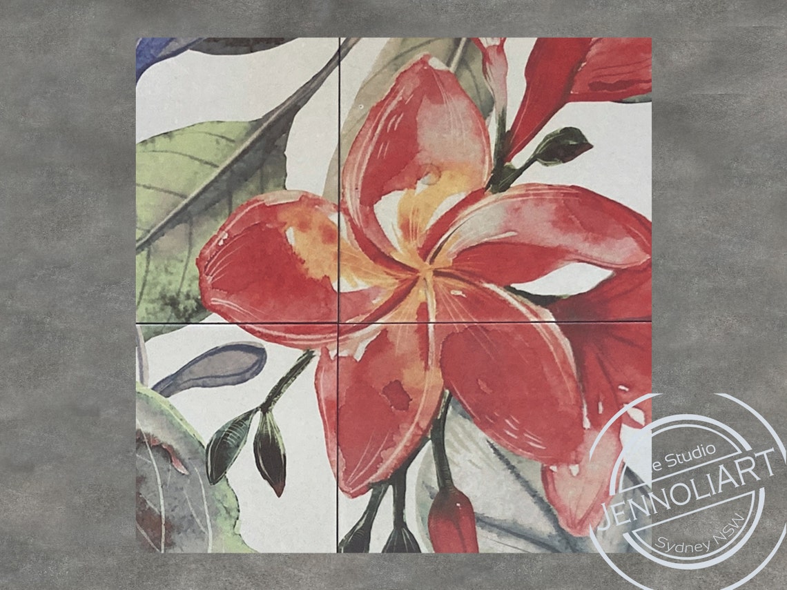 Floral Wall Tiles tropical Bloom Australian Botanical Wall Tiles - Etsy