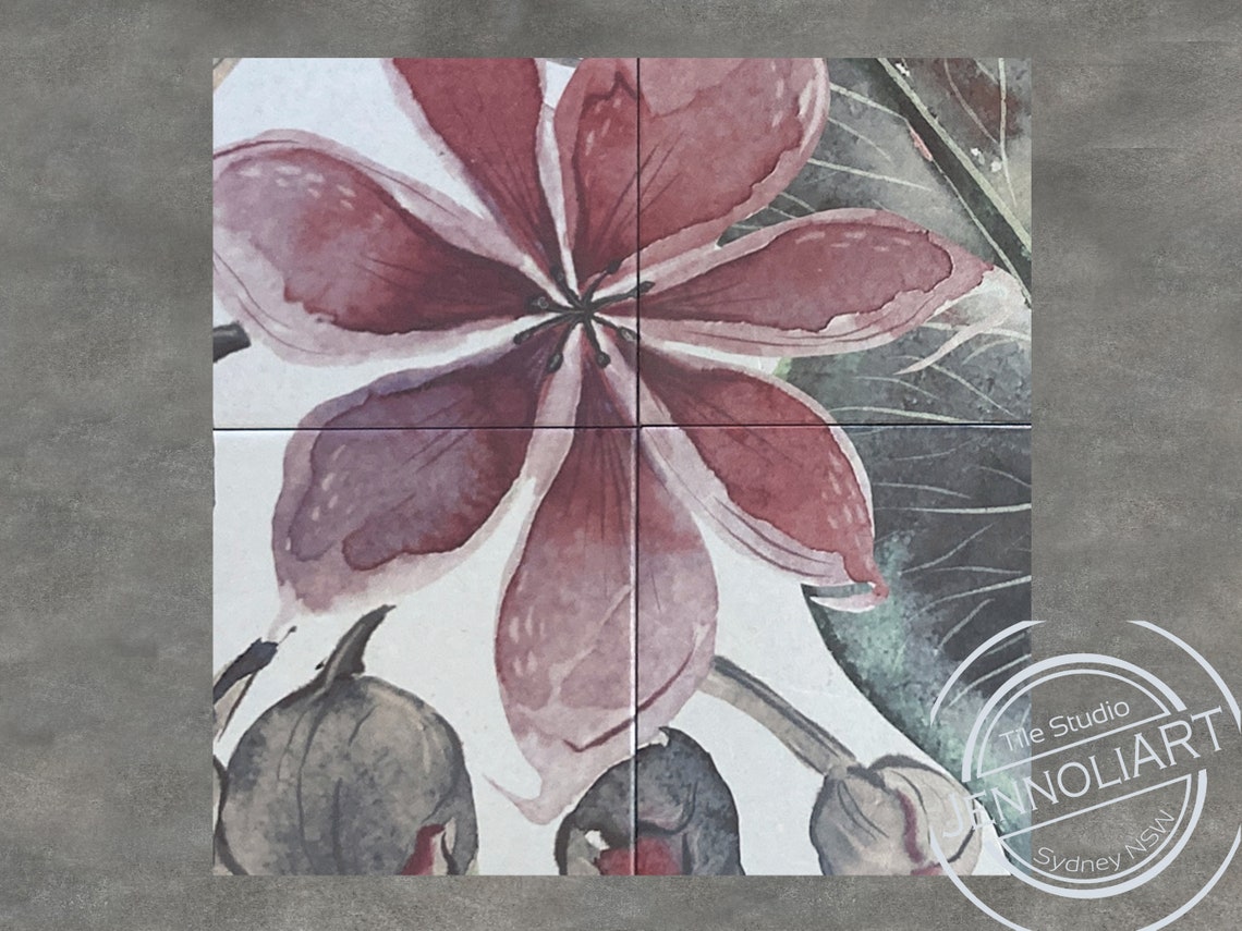 Floral Wall Tiles tropical Bloom Australian Botanical Wall Tiles - Etsy