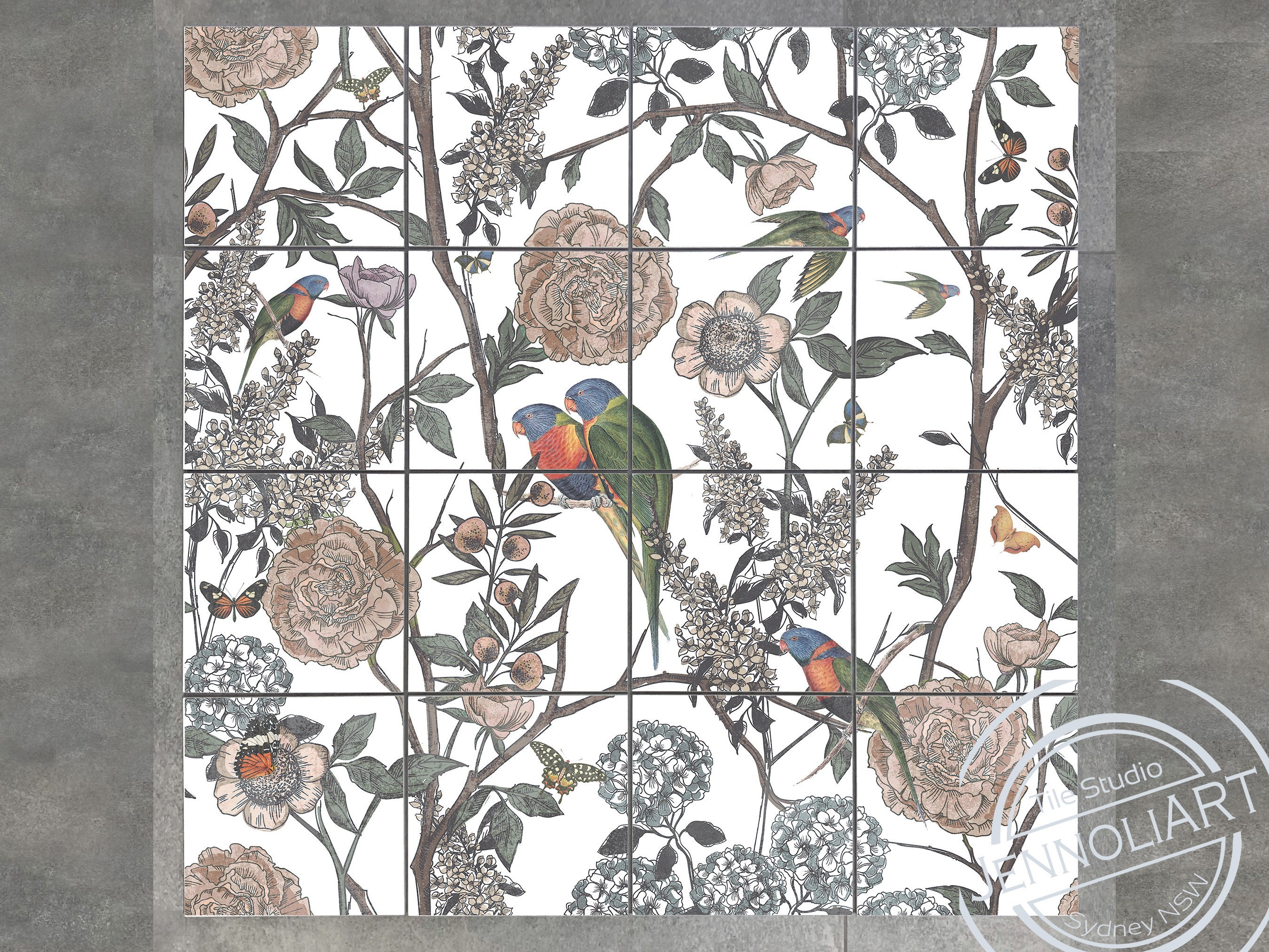 Australian Tiles, Bird Tile Mural, Floral Wall Tiles, Feature Tiles ...