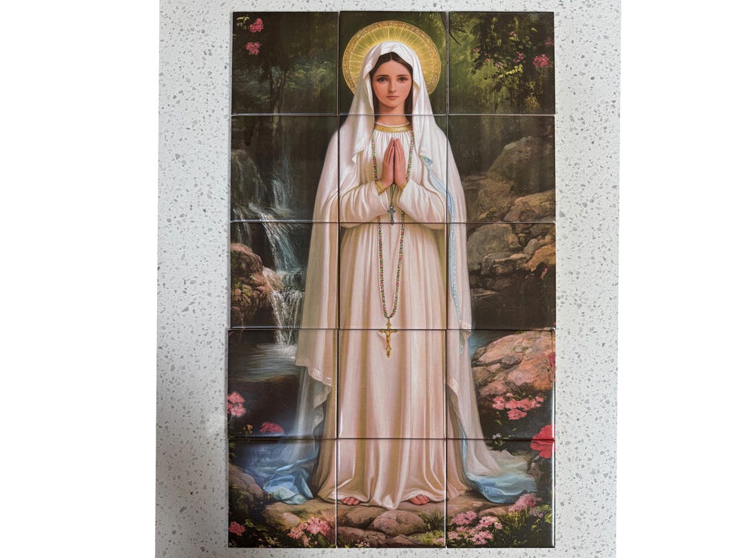 Our Lady of Lourdes Tile Mural – Religious Ceramic Wall Art - Etsy