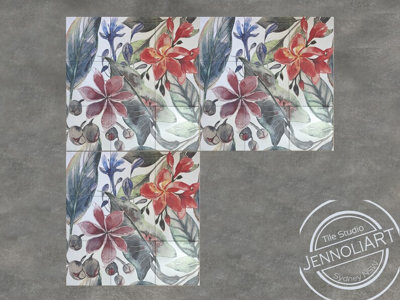 Floral Wall Tiles tropical Bloom Australian Botanical Wall Tiles - Etsy