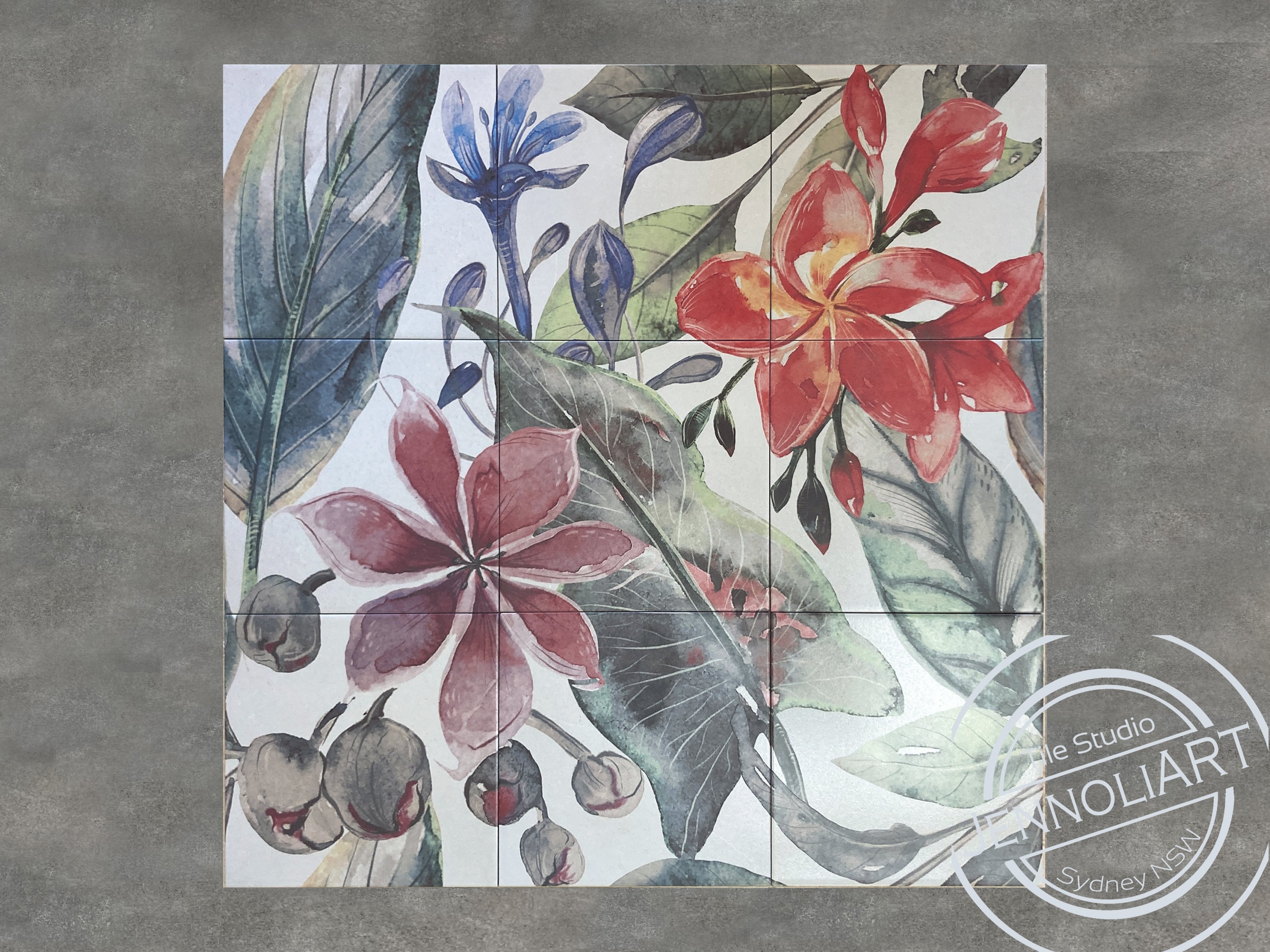 Floral Wall Tiles tropical Bloom Australian Botanical Wall Tiles - Etsy