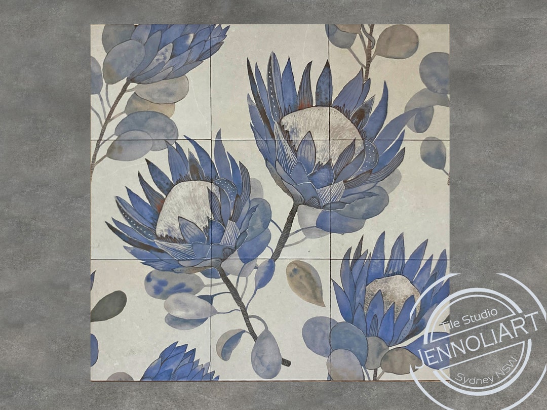 Protea Floral Tile Mural, Australian Designed Wall Tiles, Floral ...