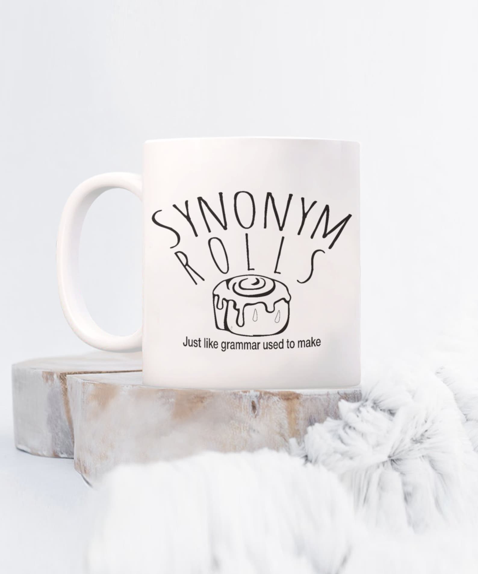Synonym Roll Mug, Grammar Mug, English Teacher Gift, White Ceramic Cup ...