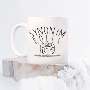 Synonym Roll Mug, Grammar Mug, English Teacher Gift, White Ceramic Cup ...