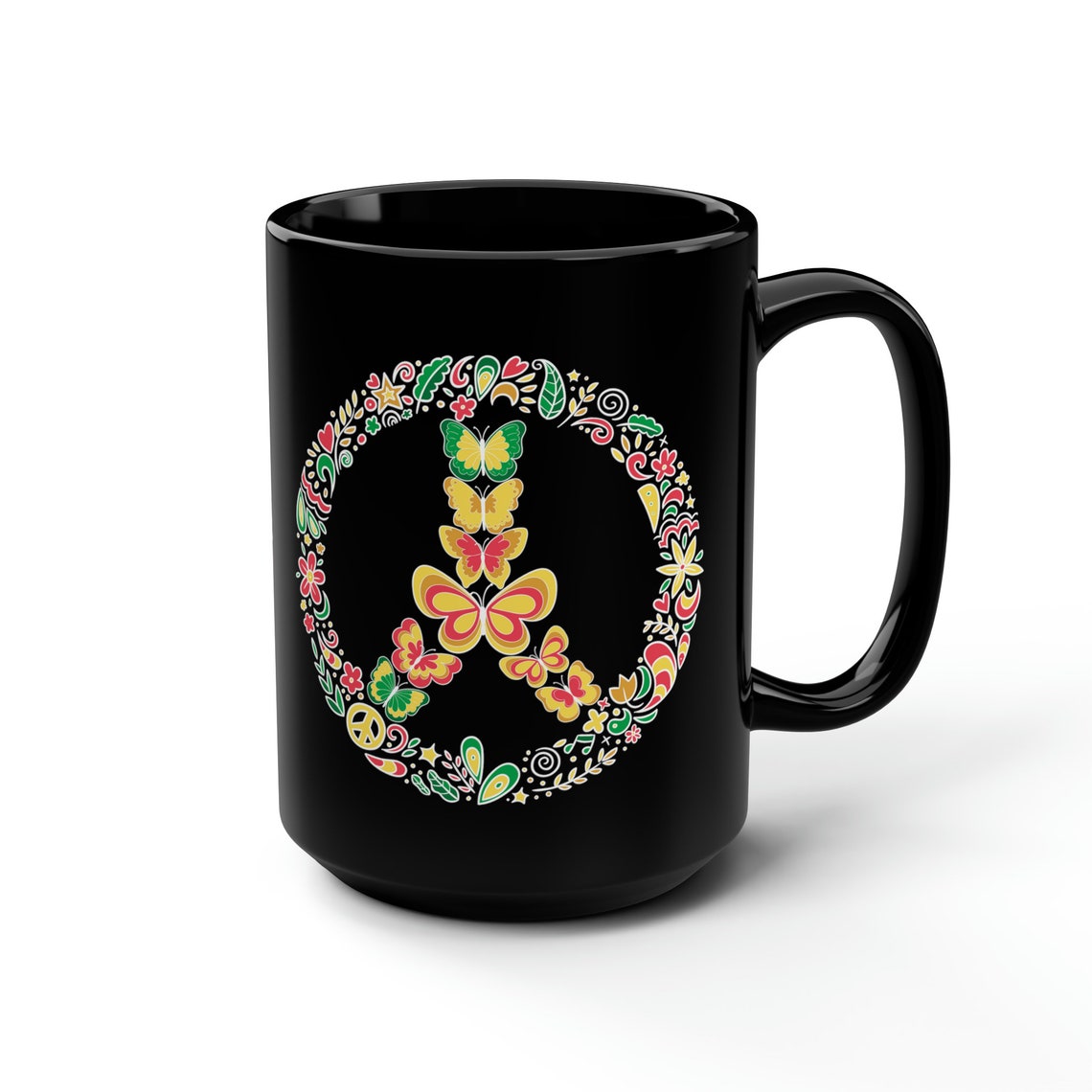 Peace Sign Mug, Peace Cup, Hippie Mug, Hippie Cup, 70's Gift - Etsy