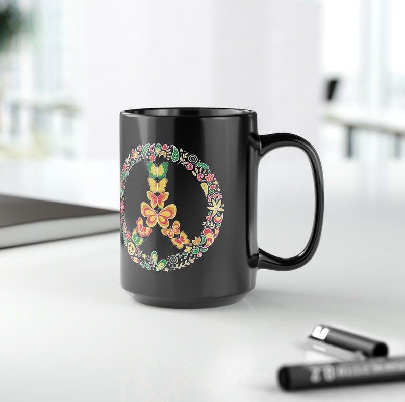 Peace Sign Mug, Peace Cup, Hippie Mug, Hippie Cup, 70's Gift - Etsy