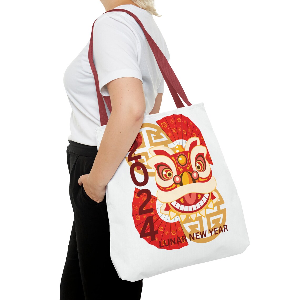 Lunar New Year Tote Bag, Chinese New Year Shoulder Bag, Dragon Lunar ...