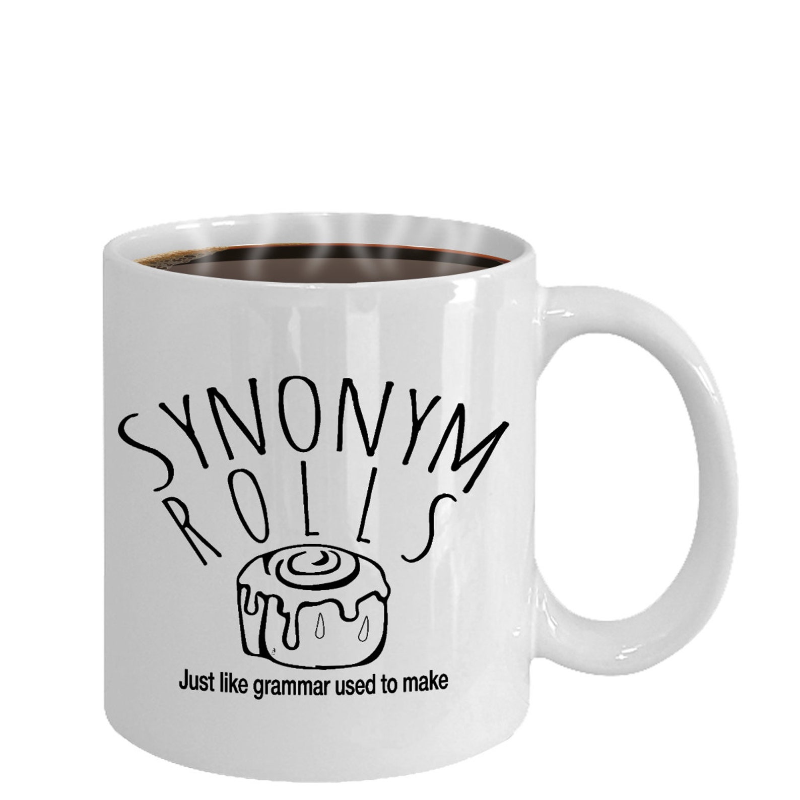 Synonym Roll Mug, Grammar Mug, English Teacher Gift, White Ceramic Cup ...