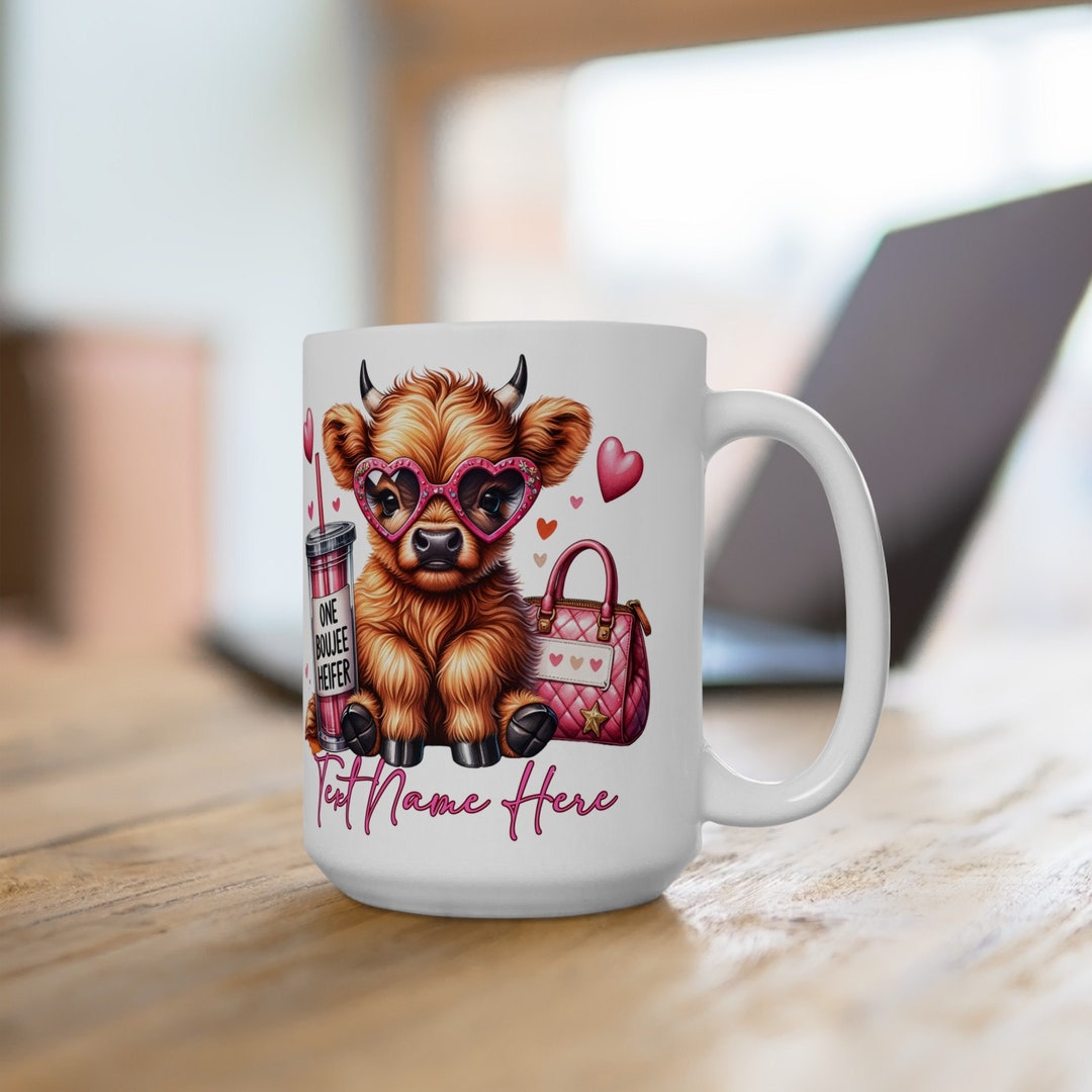 Customized Boujee Heifer Mug, Personalized Highland Cow Cup, Highland ...