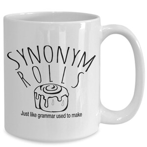 Synonym Roll Mug, Grammar Mug, English Teacher Gift, White Ceramic Cup ...