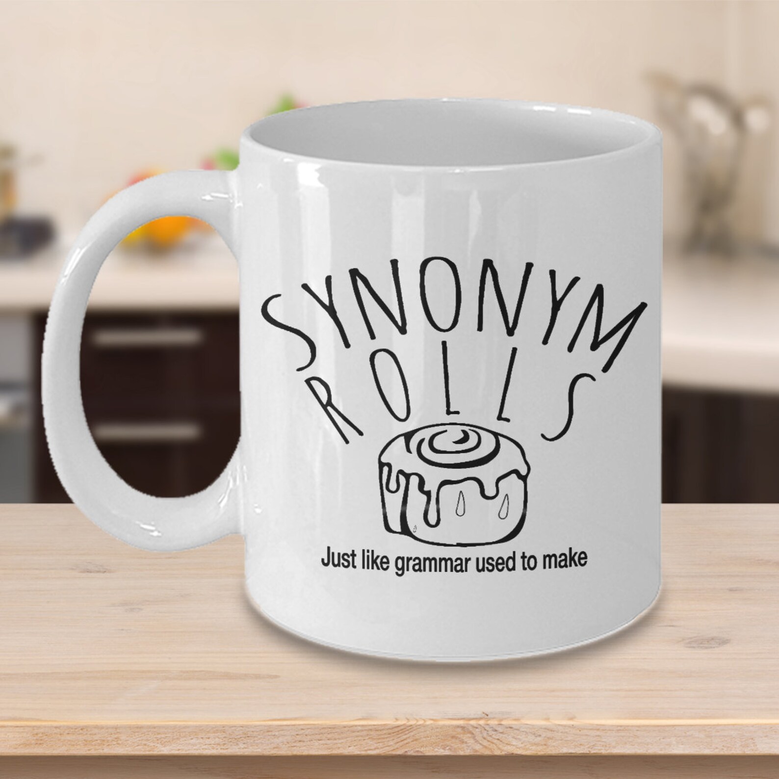Synonym Roll Mug, Grammar Mug, English Teacher Gift, White Ceramic Cup ...