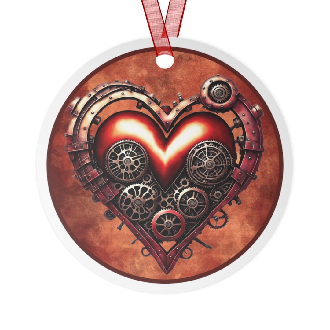 Steampunk Heart Metal Ornament, Valentines Day Heart Gift, Unique Gift ...