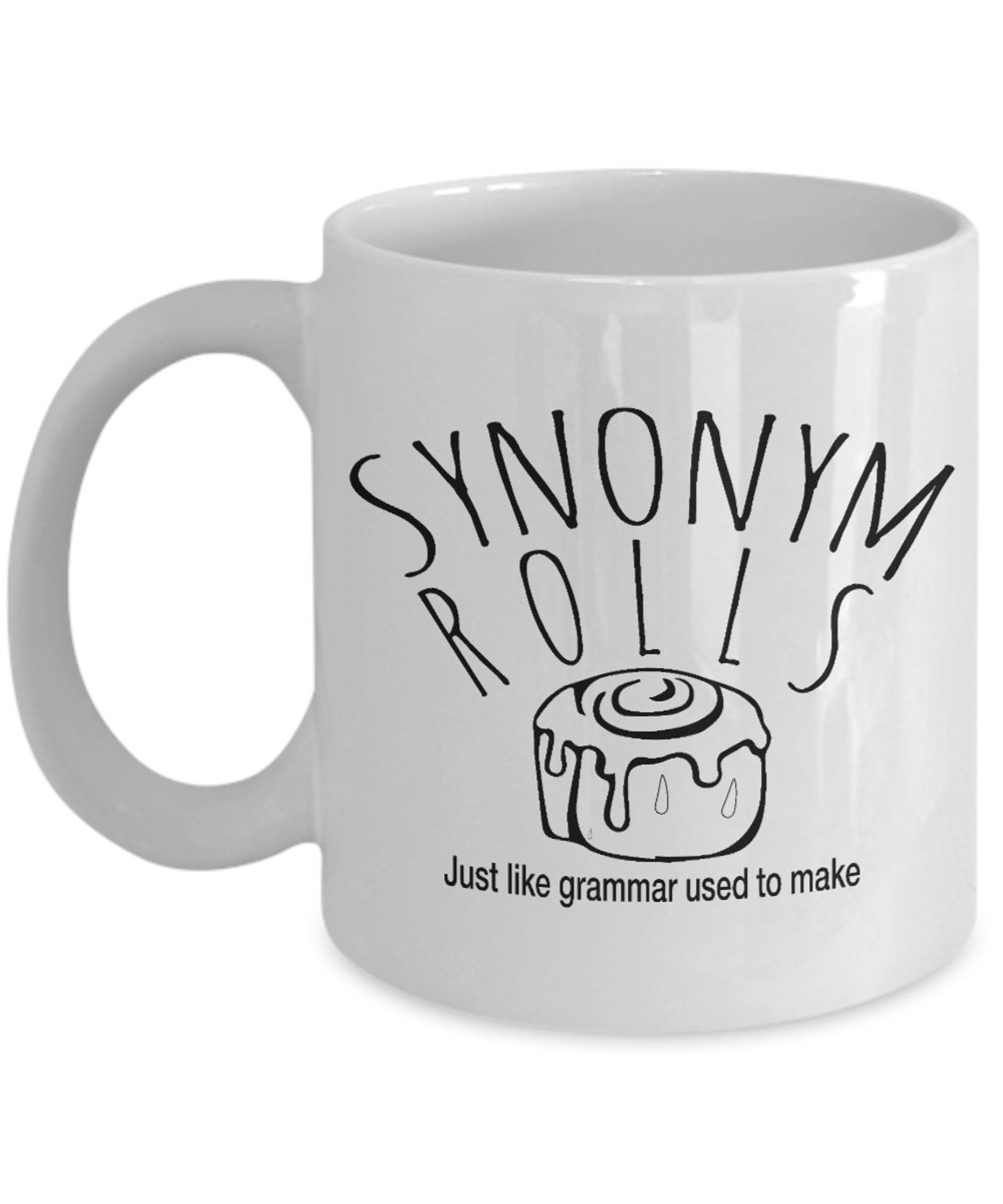 Synonym Roll Mug, Grammar Mug, English Teacher Gift, White Ceramic Cup ...