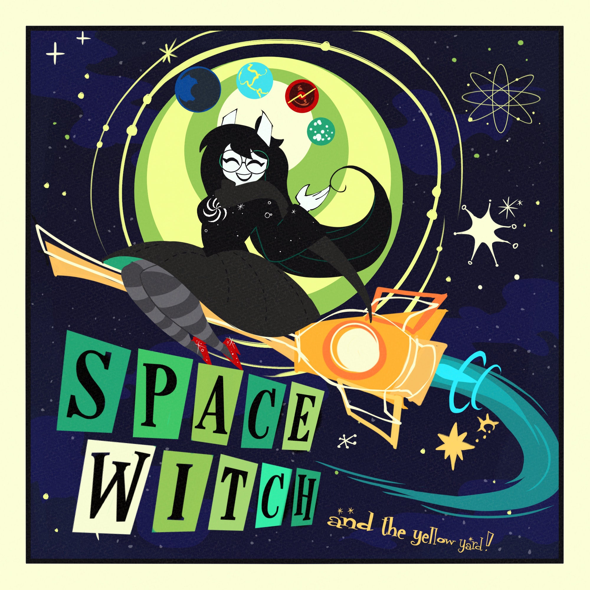 Homestuck Print Jade Harley Mid Century Inspired Vintage Style Print Space Witch Etsy