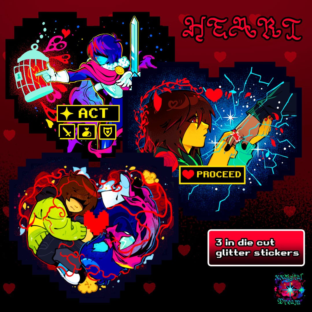 Deltarune - Heart & Kris - Sticker Pack - Etsy