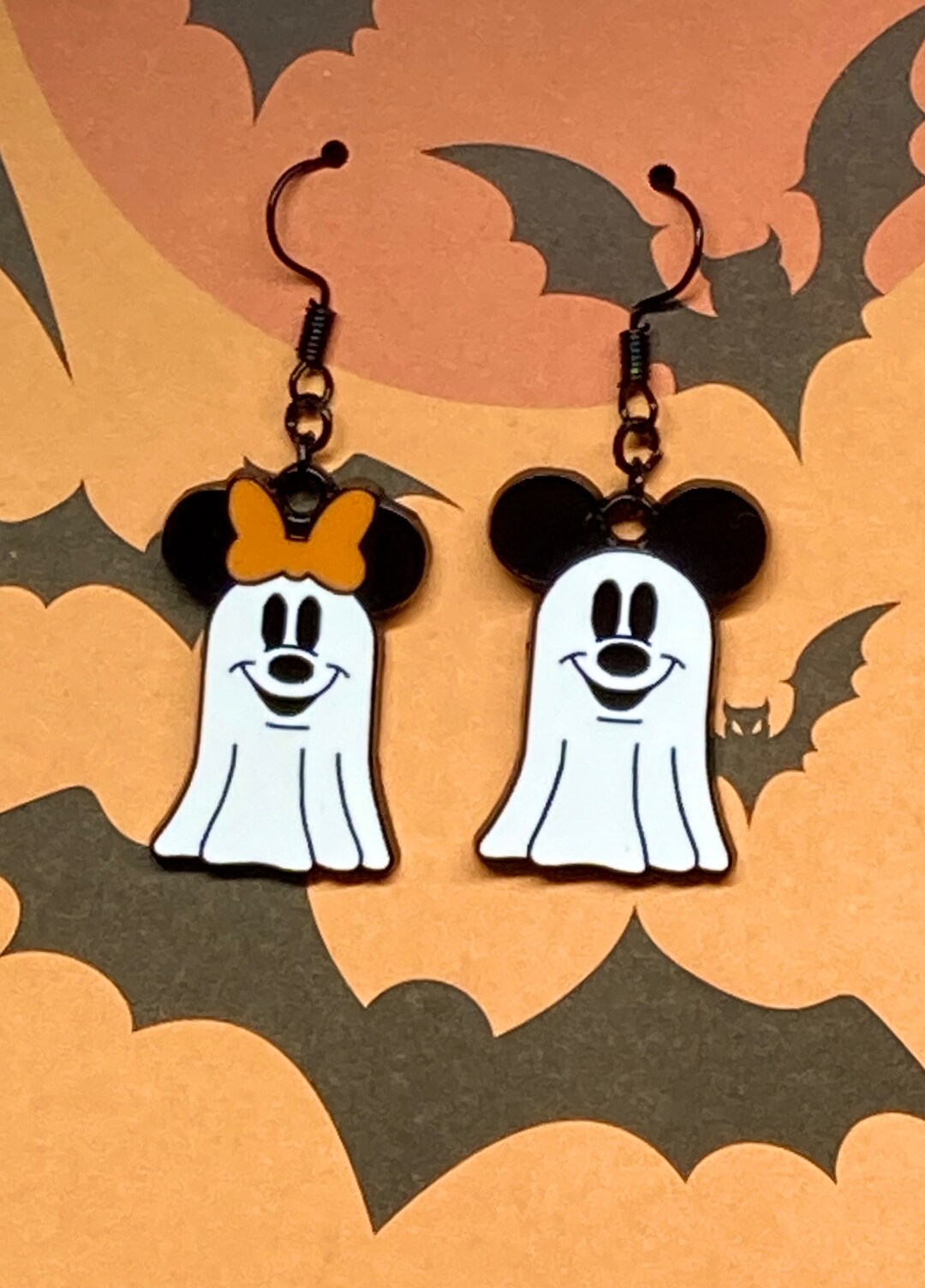 Mickey Mouse Minnie Mouse Ghost Drop Earrings Halloween - Etsy