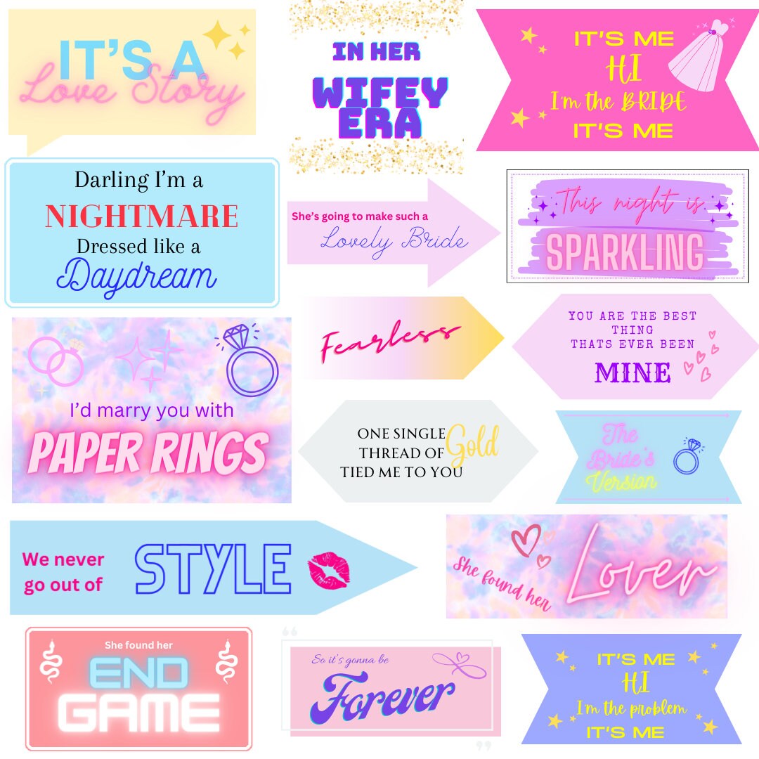 Taylor Swift Bachelorette Party Photo Booth Props - Swiftie Bridal ...