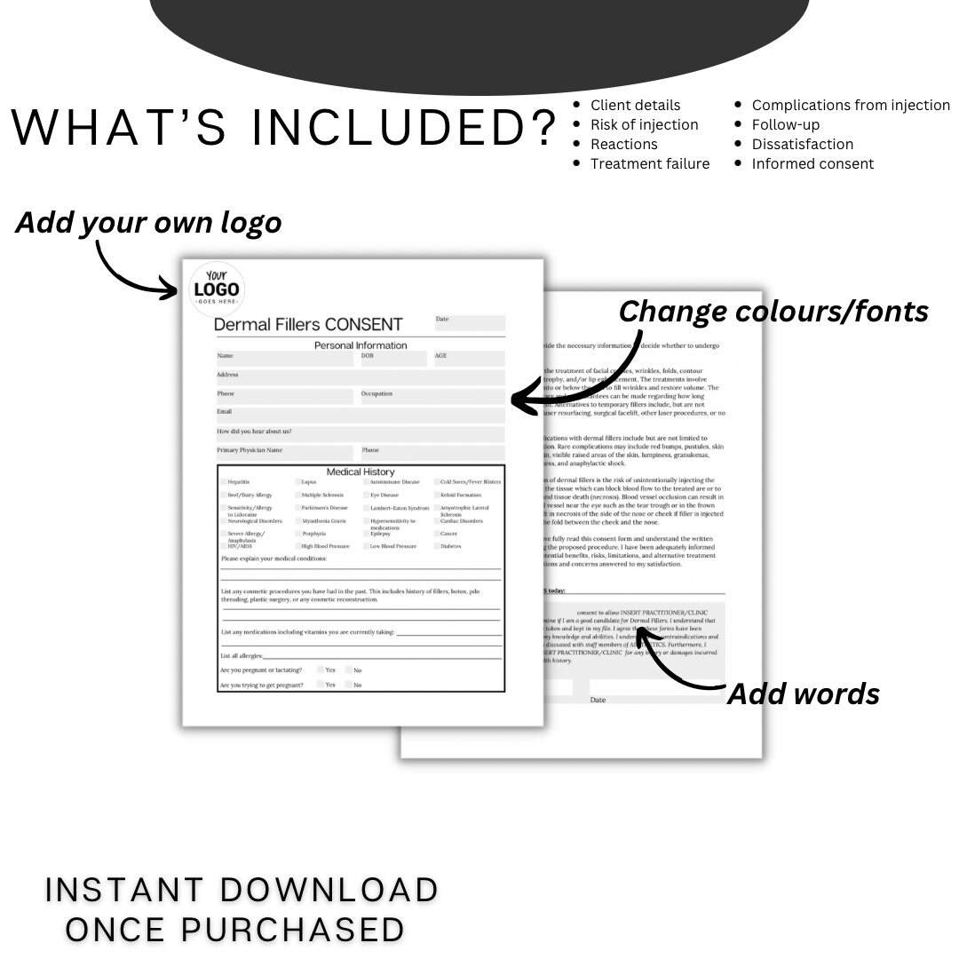 Editable Dermal Fillers Injections Consent Form for Aesthetic ...