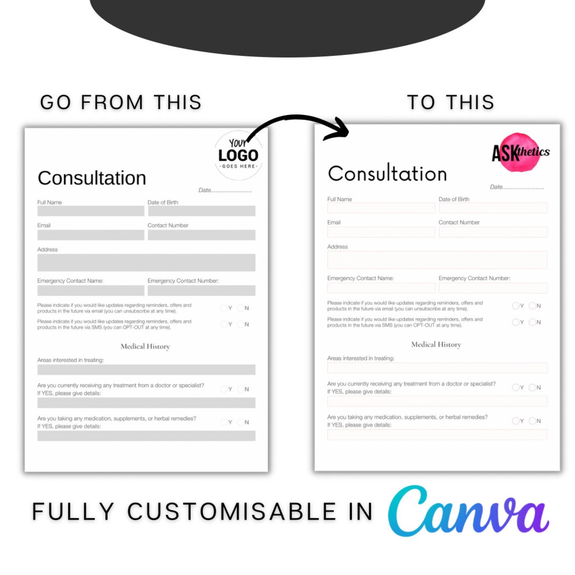 Editable Consultation Form for Aesthetic Practitioners/clinics - Etsy