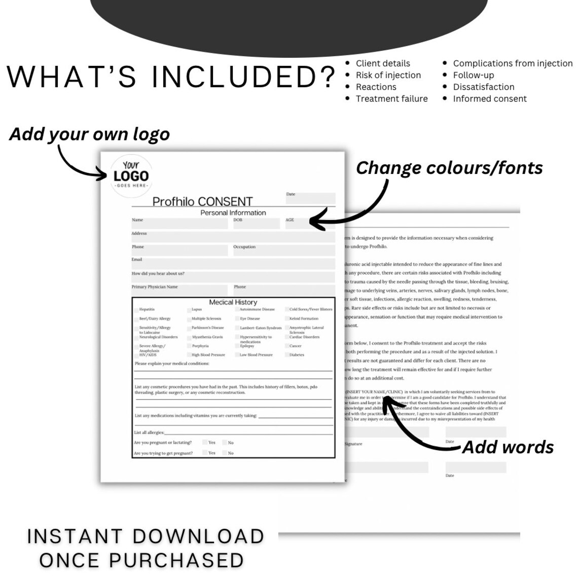 Editable Profhilo Consent Form for Aesthetic Practitioners/clinics - Etsy