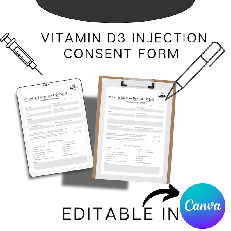 Editable Vitamin D3 Injection Consent Form for Aesthetic Practitioners ...
