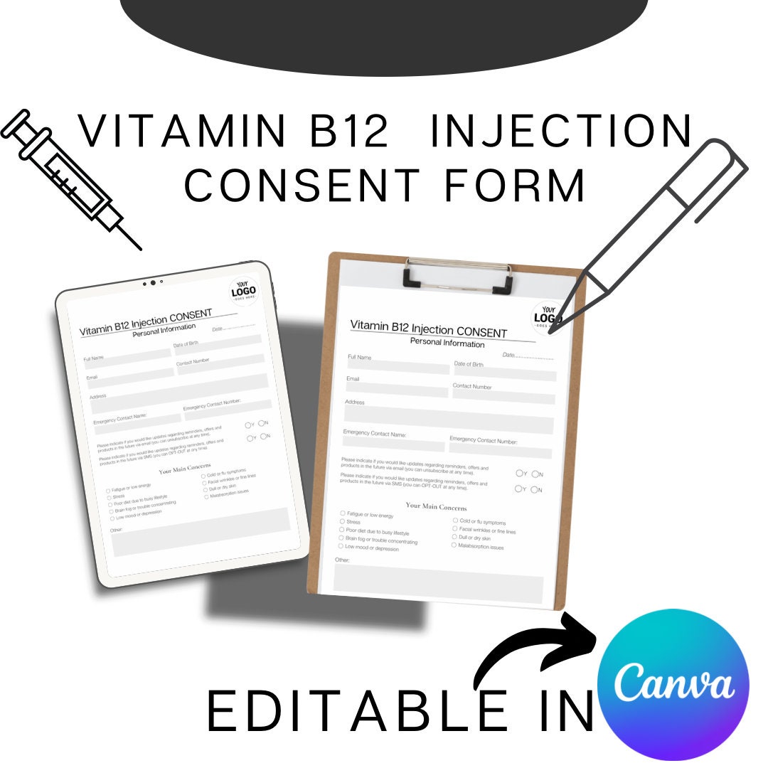Editable Vitamin B12 Injection Consent Form for Aesthetic Practitioners ...