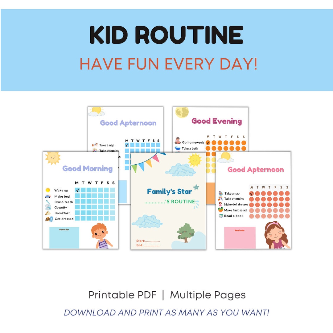 Kids Printable Daily Routine for Boys and Girls - Etsy