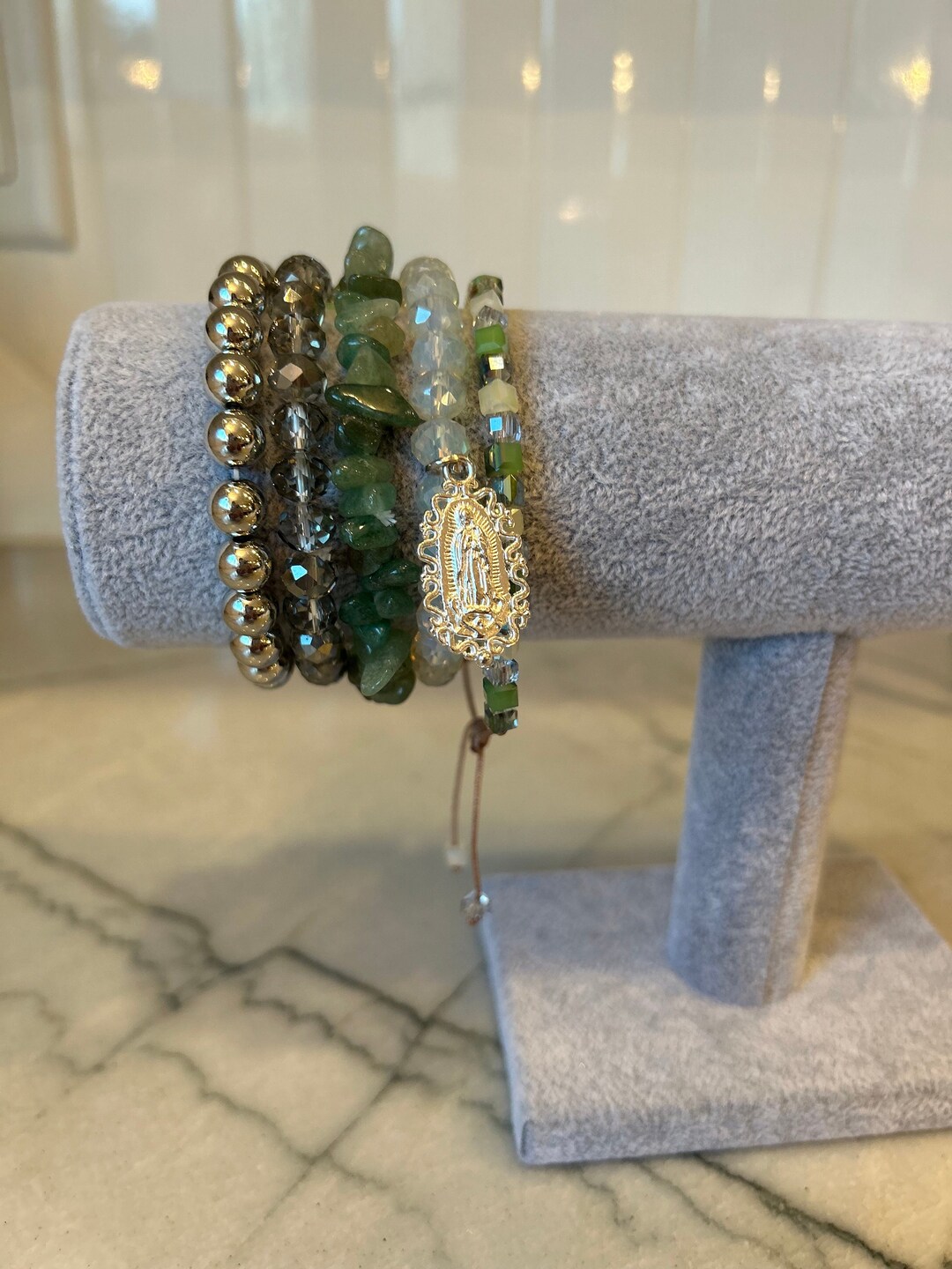 Virgin Mary Neutral Bracelet Stack, Catholic Bracelet Stack, Religious ...