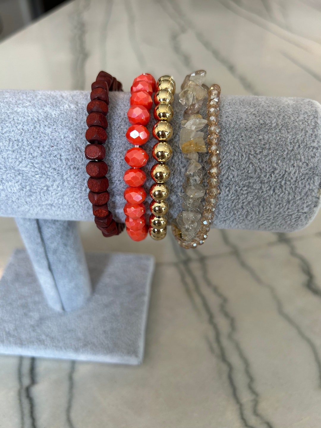 Neutral Bracelet Stack, Sparkle Handmade Bracelet Stack, Gold Bracelet ...