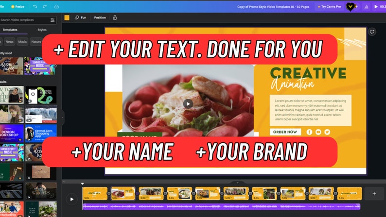 Canva Cooking Theme Video Template: Social Media Promo - Etsy