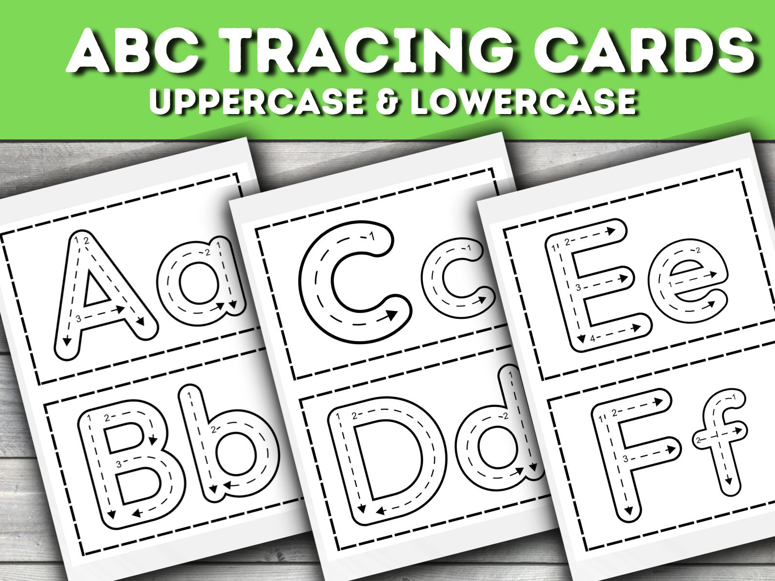 ABC Tracing Printable Cards Alphabet Tracing Worksheets Preschool ...