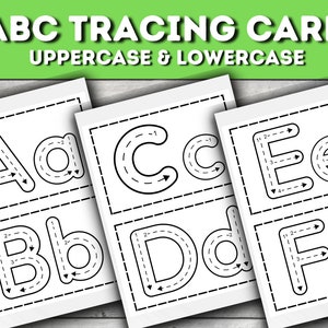 ABC Tracing Printable Cards Alphabet Tracing Worksheets Preschool ...