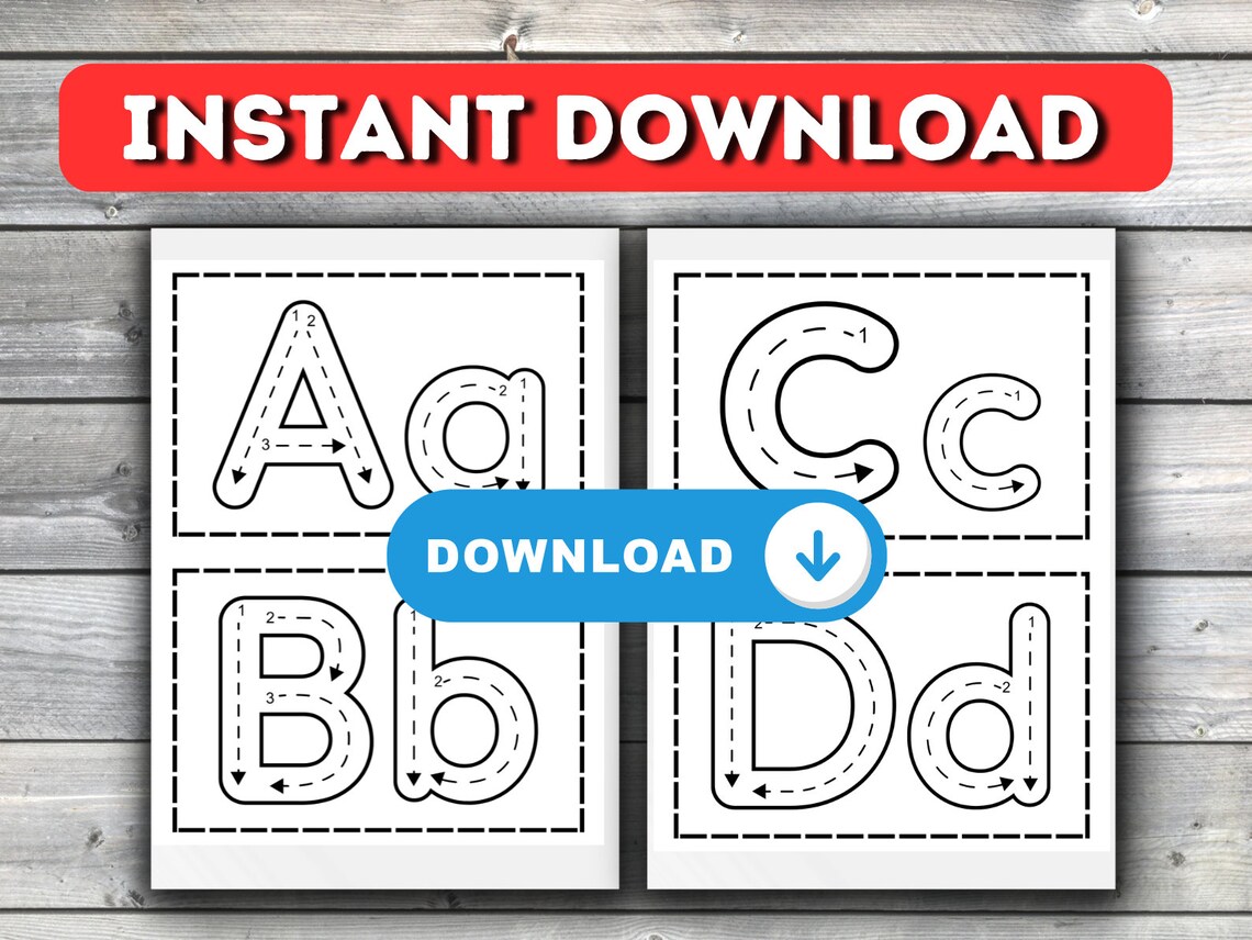 ABC Tracing Printable Cards Alphabet Tracing Worksheets Preschool ...