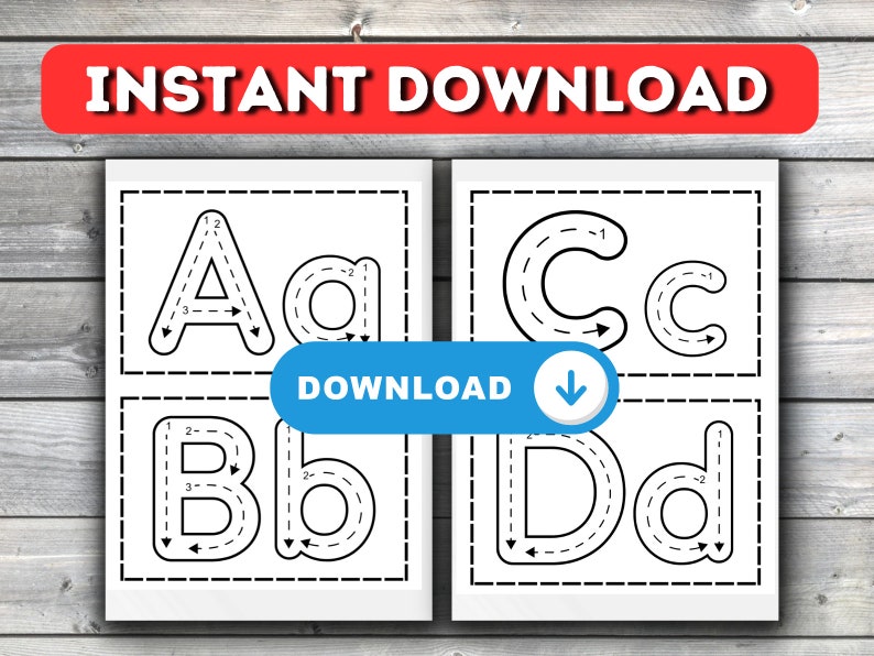 ABC Tracing Printable Cards Alphabet Tracing Worksheets Preschool ...