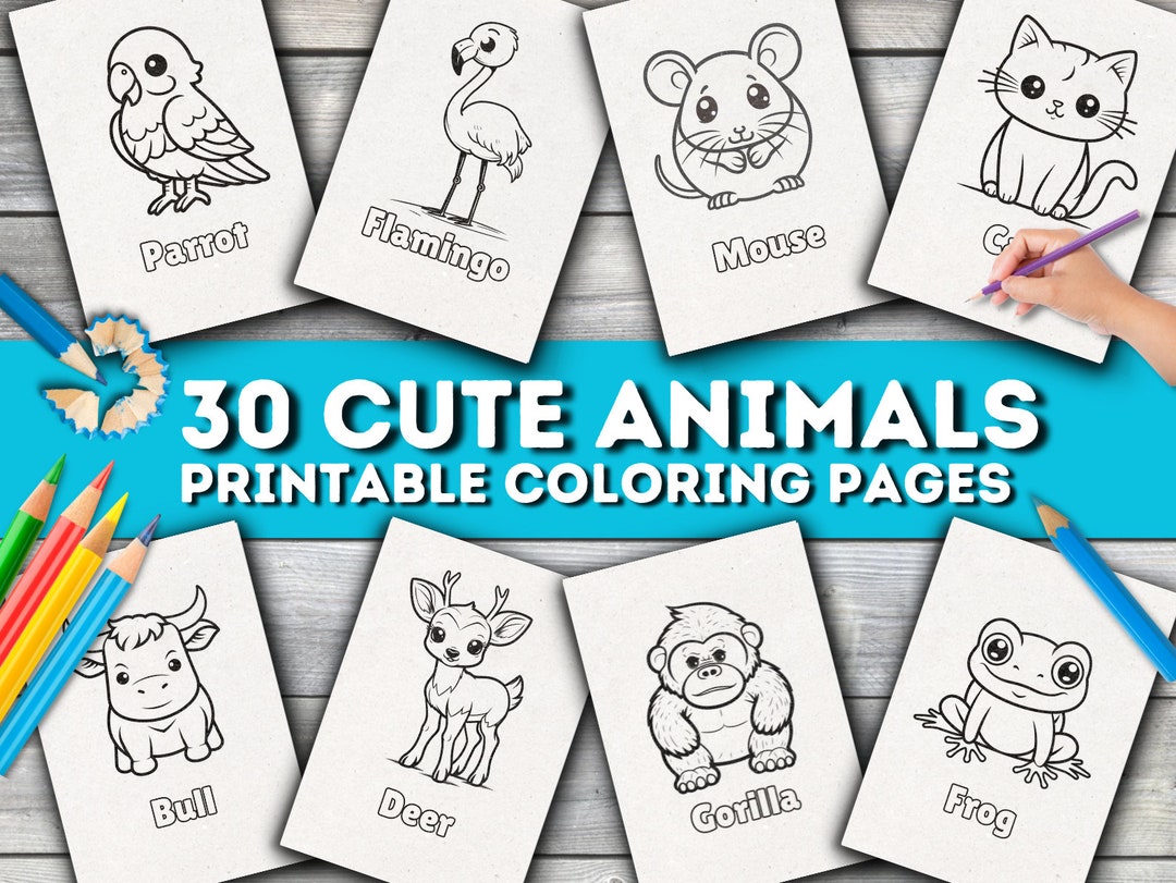 30 Cute Animals Coloring Pages for Kids, Toddlers, Preschoolers ...